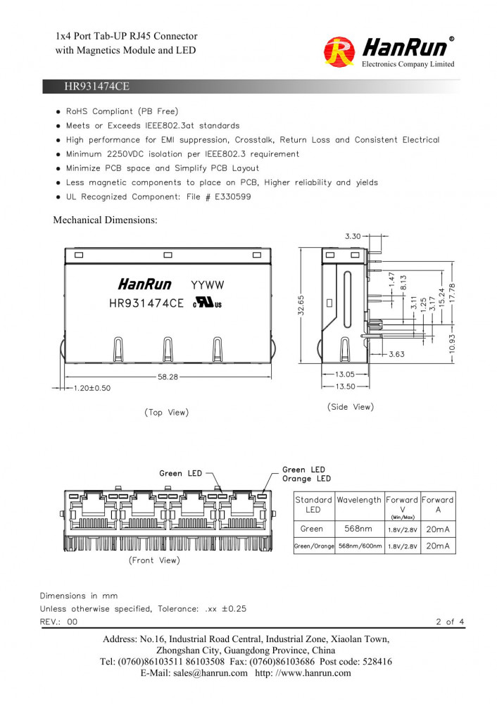 HR931474CE datasheet page 2