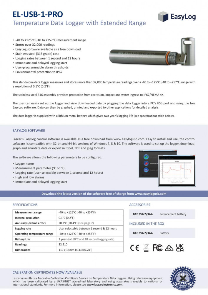 EL-USB-1-PRO technical document, page 1