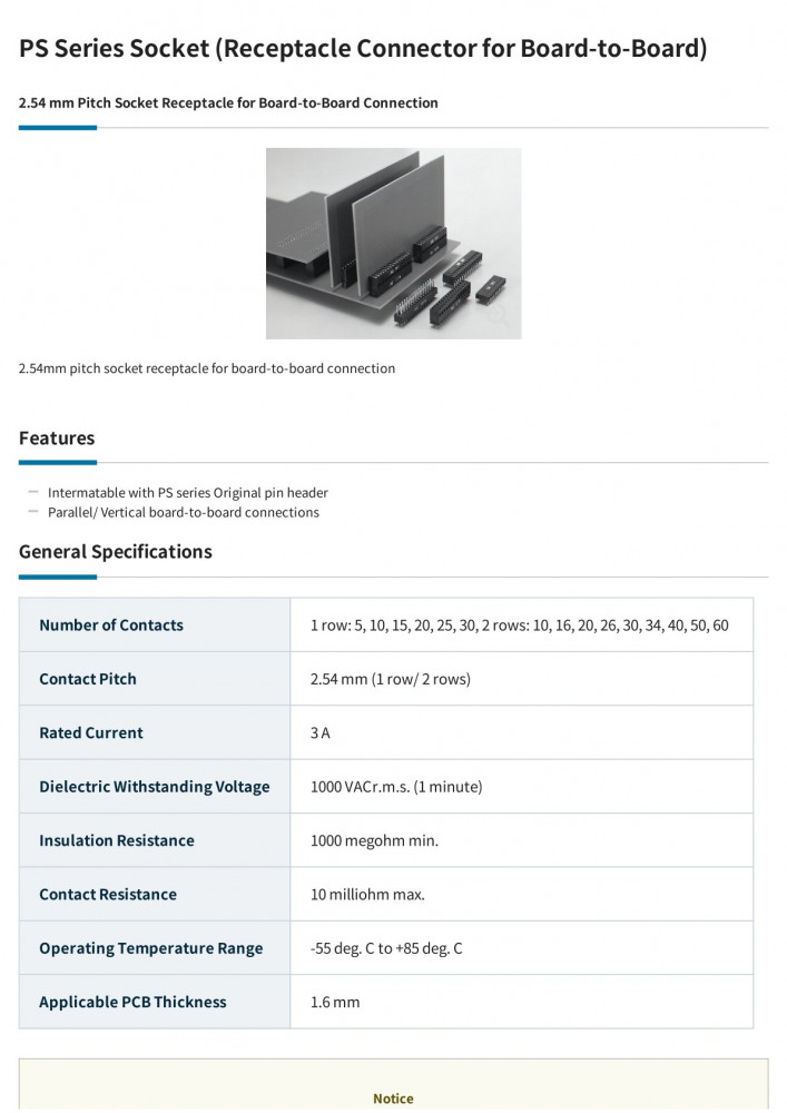 PS Series socket receptacle technical document page 1