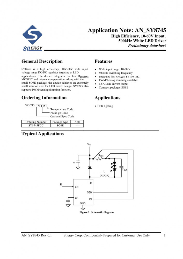 SY8745FCC datasheet page 1