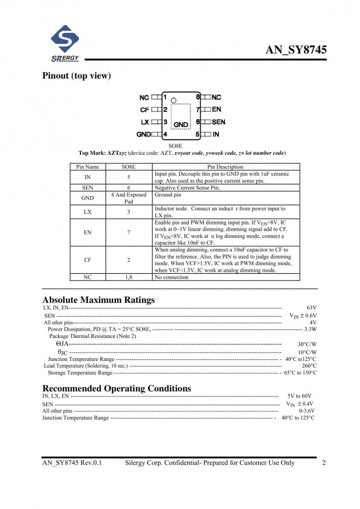 SY8745FCC datasheet page 2