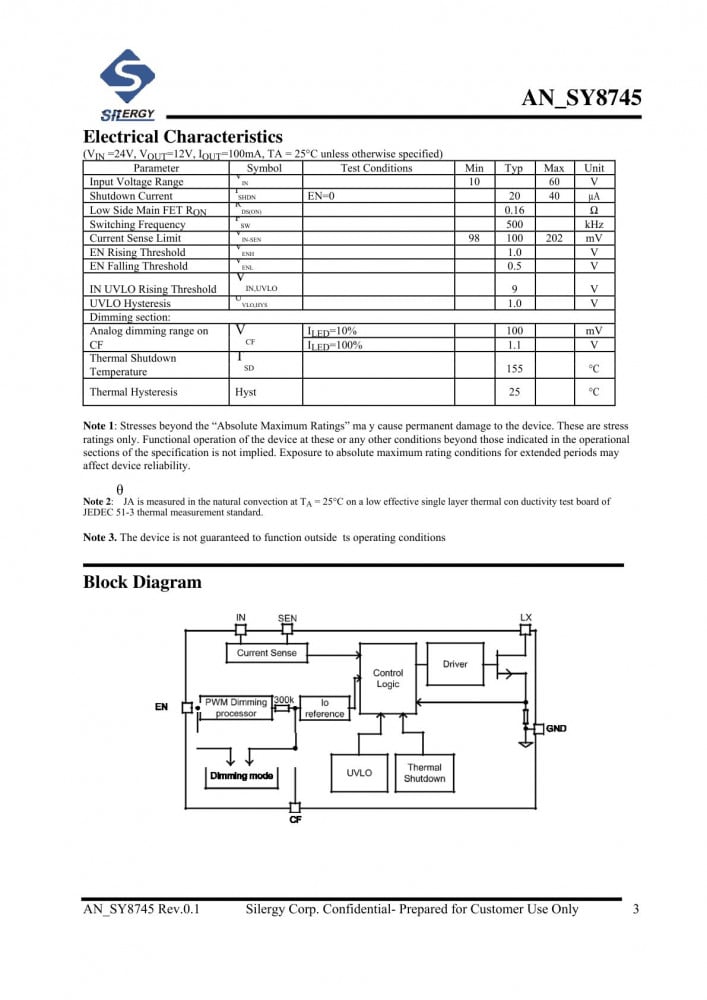 SY8745FCC datasheet page 3