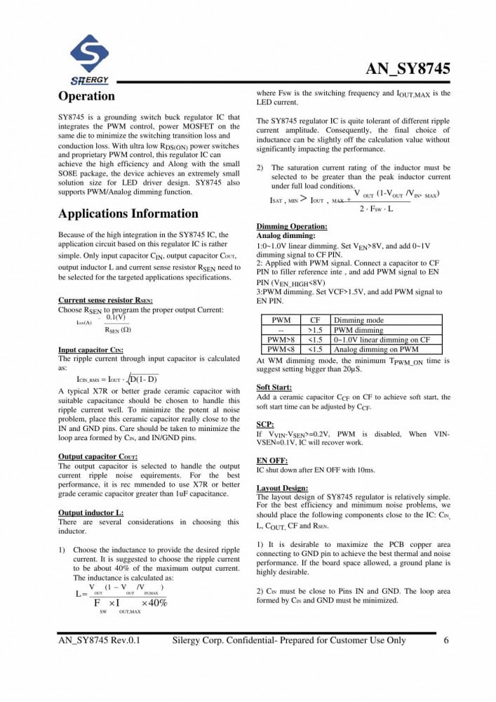 SY8745FCC datasheet page 6