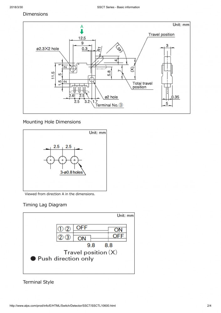 SSCTL10600 mounting hole dimensions