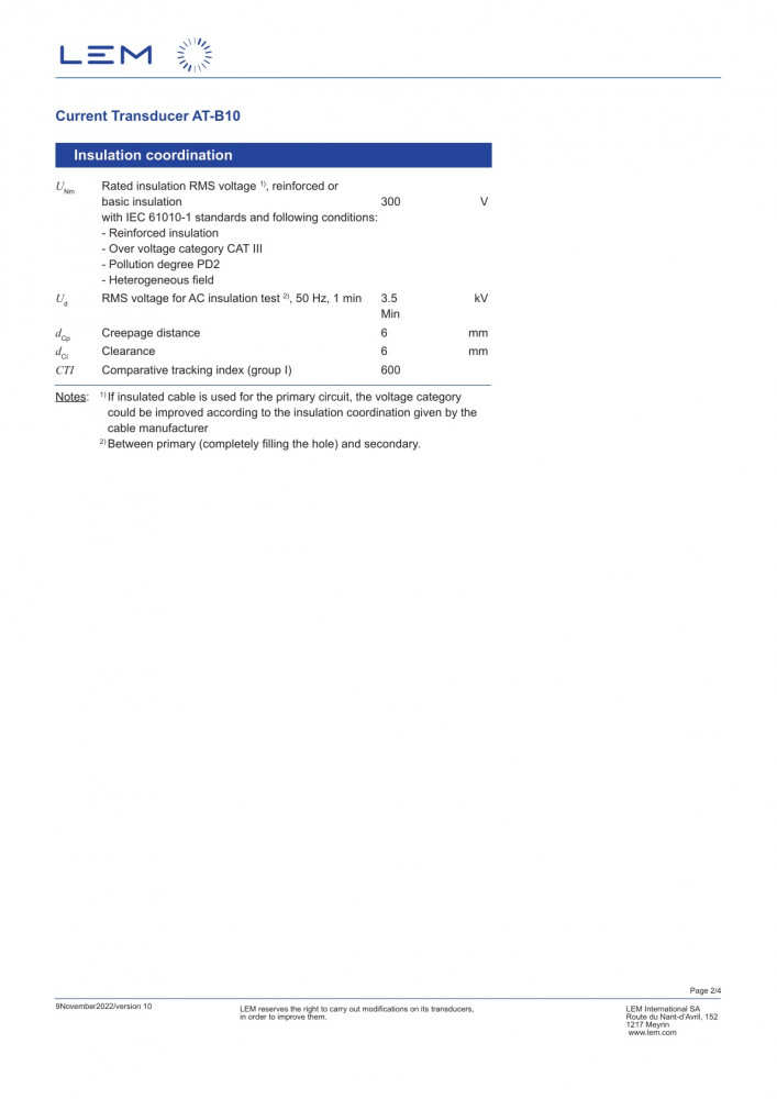 LEM AT 150 B10 technical document page 2