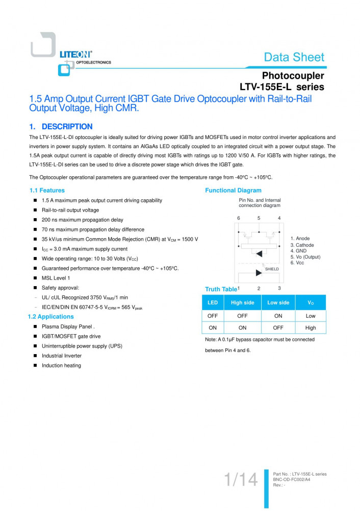 LTV-155E-L datasheet page 1