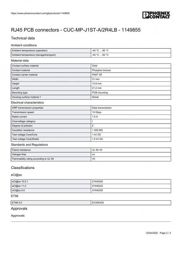 Phoenix Contact 1149855 technical document page 2