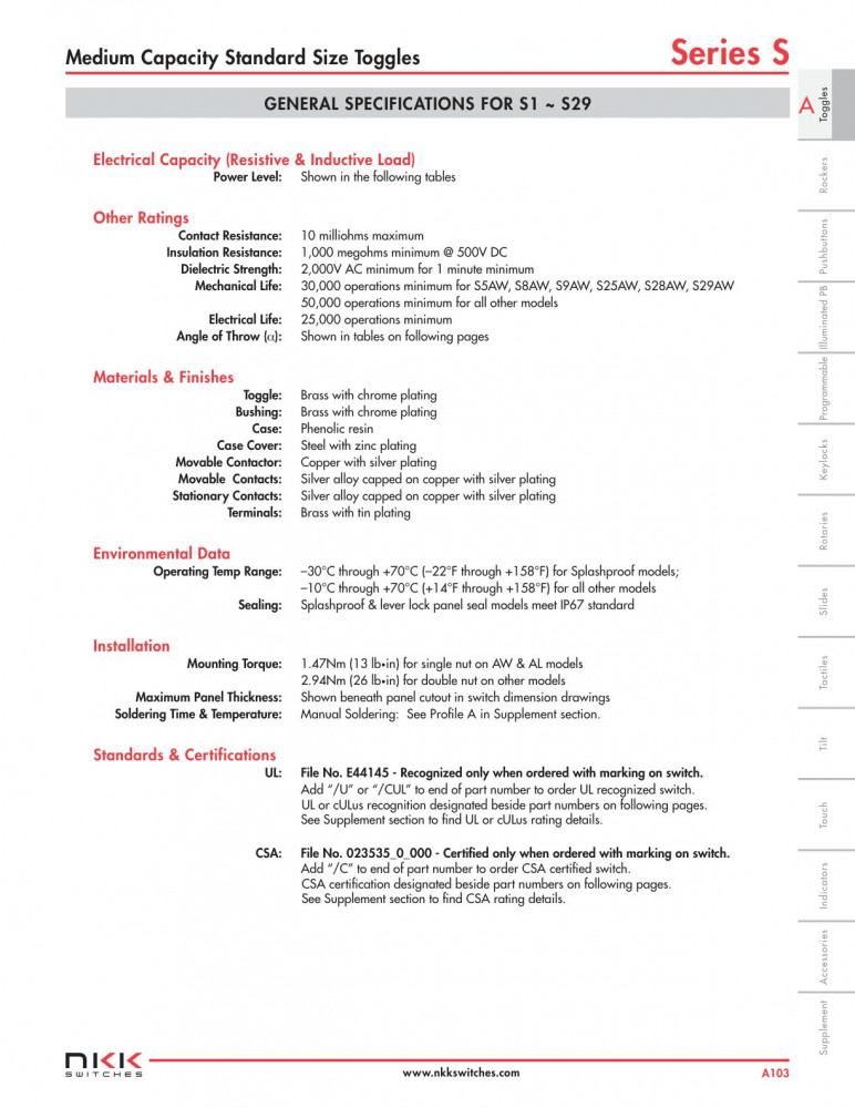NKK S-series technical document page 1