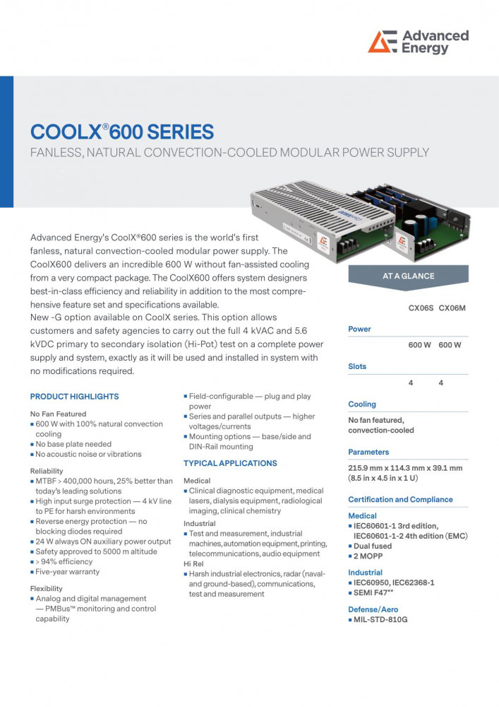 CoolX600 technical document page 1