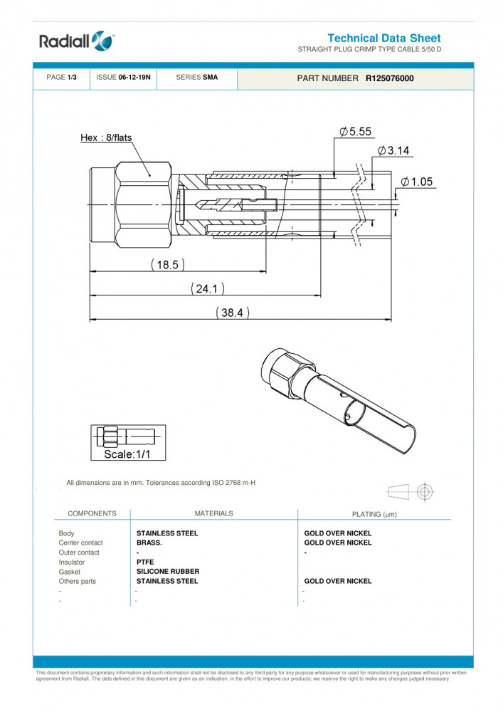 Radiall R125076000 product document, page 1