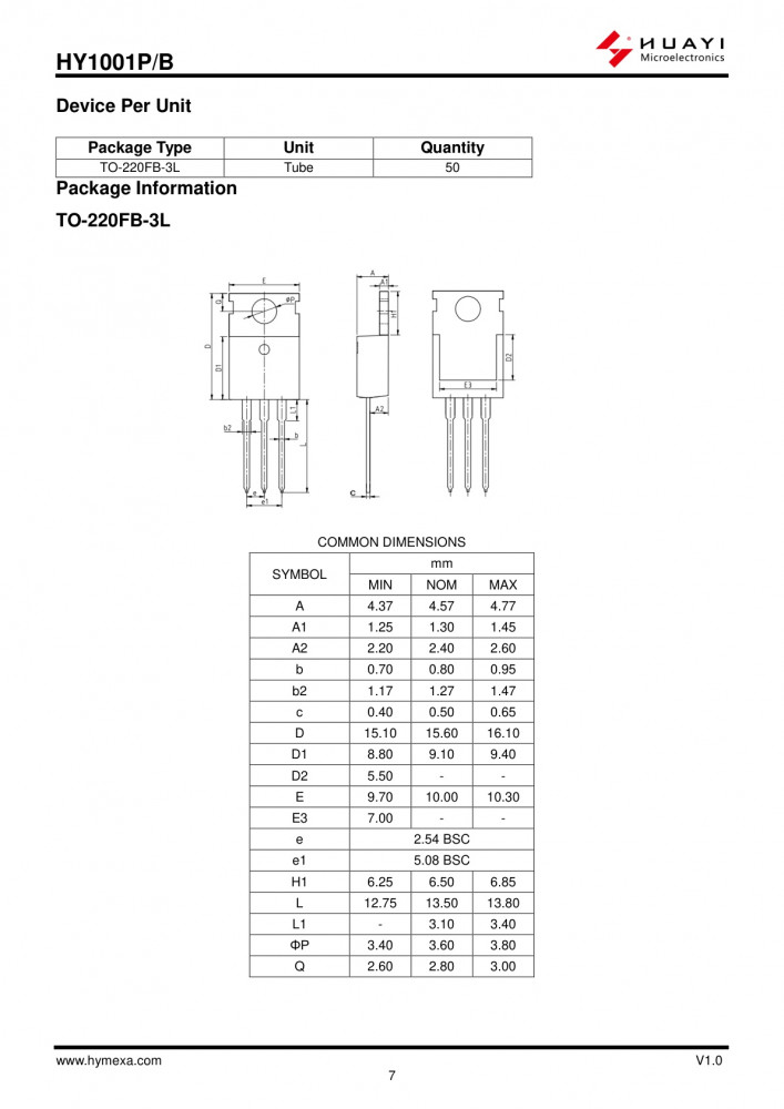 HY1001P datasheet page 7