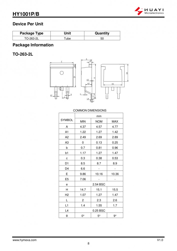 HY1001P datasheet page 8