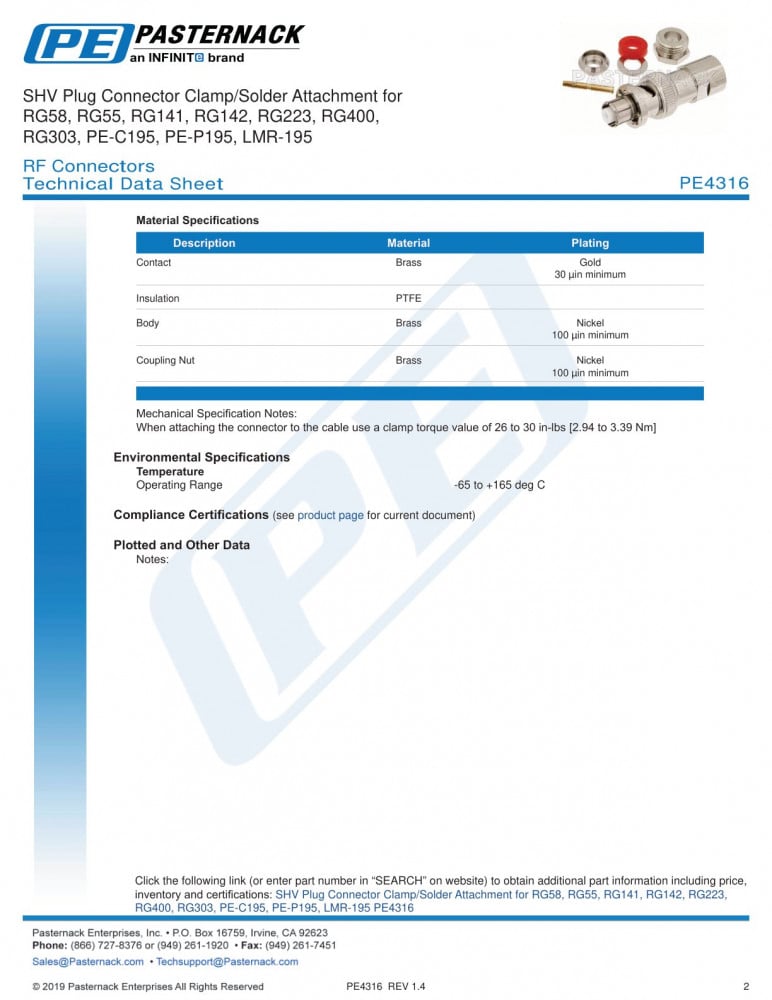 PE4316 datasheet page 2