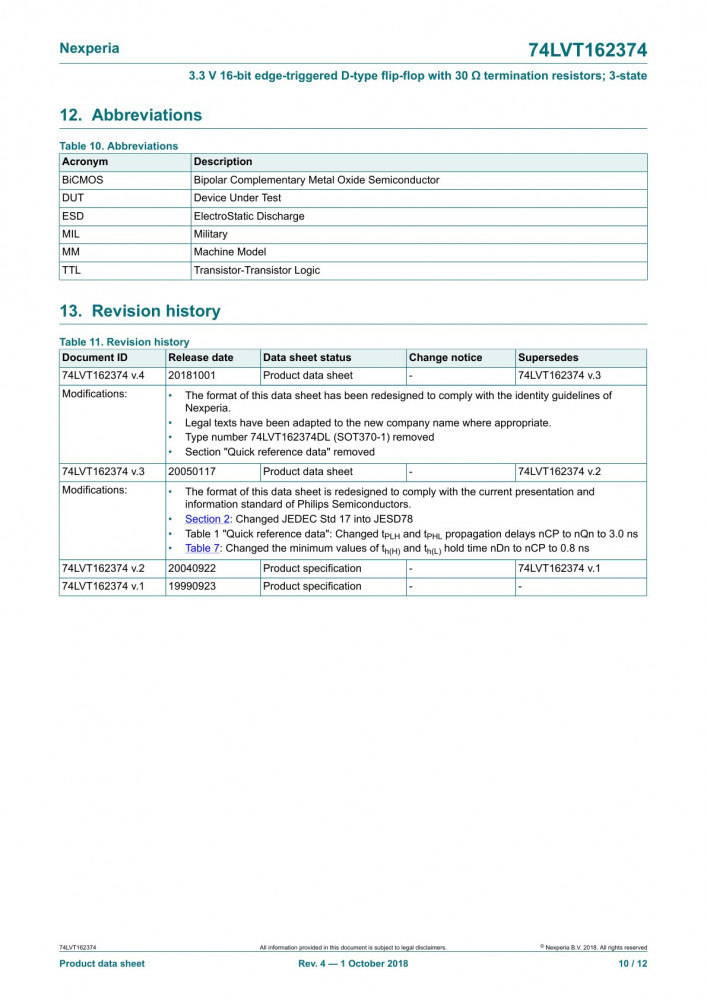 74LVT162374 datasheet page 10