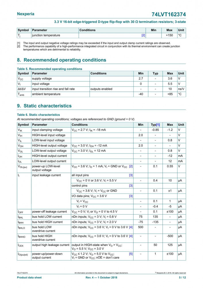 74LVT162374 datasheet page 5