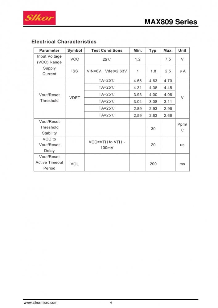 MAX809C308NR datasheet page 4