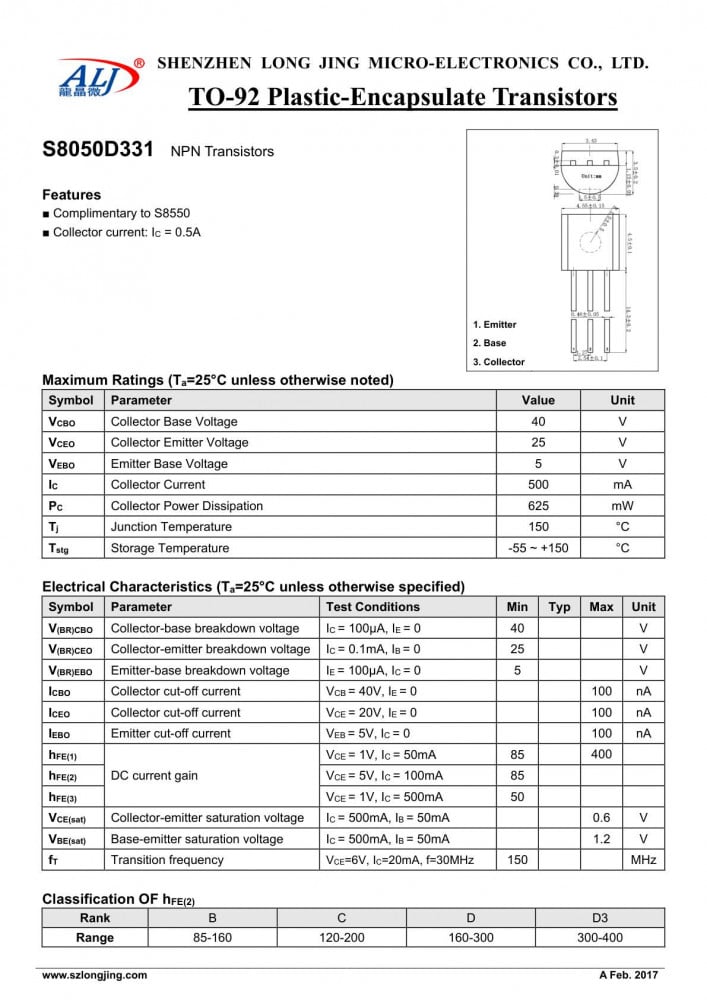 S8050D331 datasheet page 1