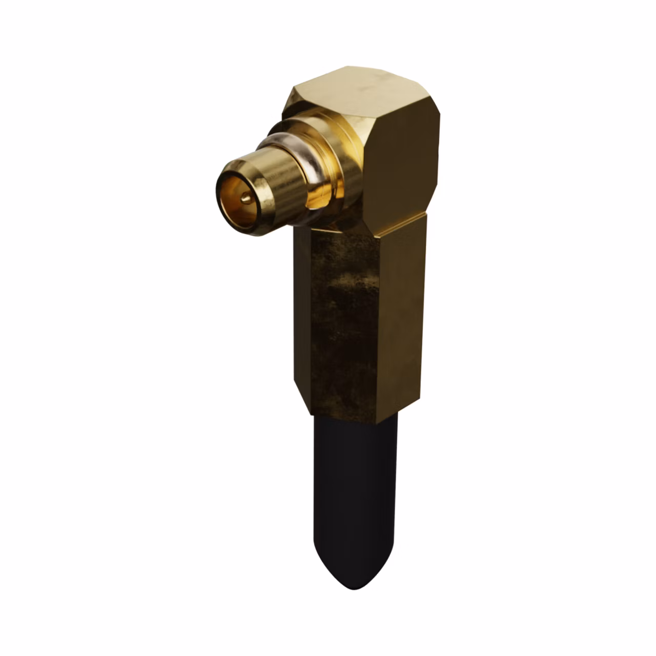 MMCX Plug, Right-Angle, Crimp, RD-316 Cable, Brass Body, Gold (Au) Plated, Bulk Bag, 50 Ohms for sale
