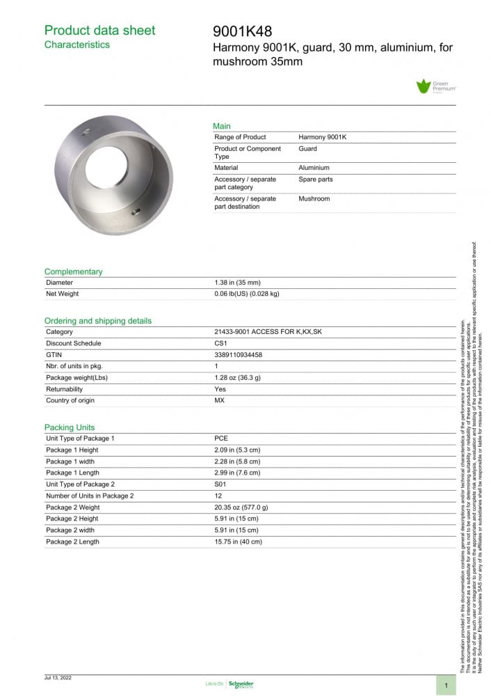 9001K48 technical document page 1