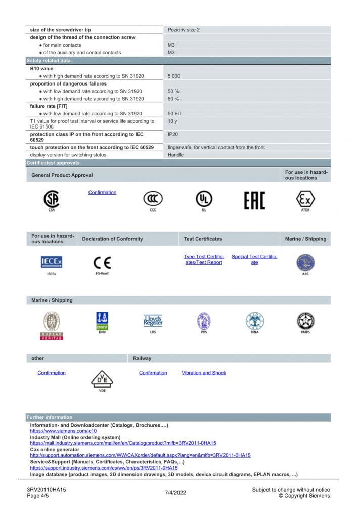 3RV20110HA15 technical document page 4