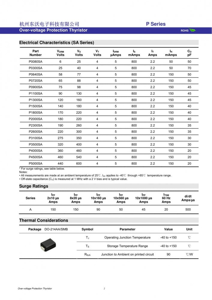 DOWO P2300SB datasheet page 2