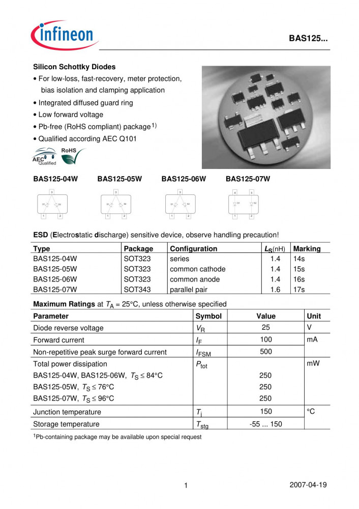 BAS125 technical document page 1