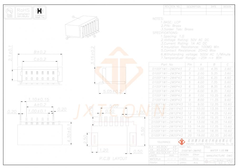 D100F1W1-2W4P43 technical drawing page 1