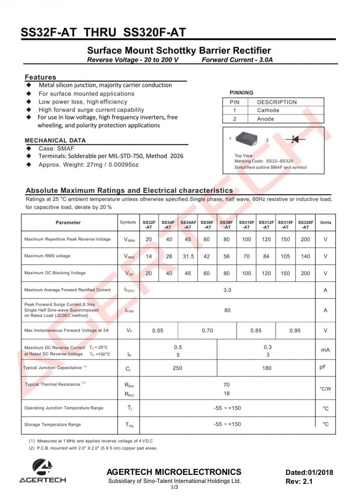 SS36F-AT datasheet page 1