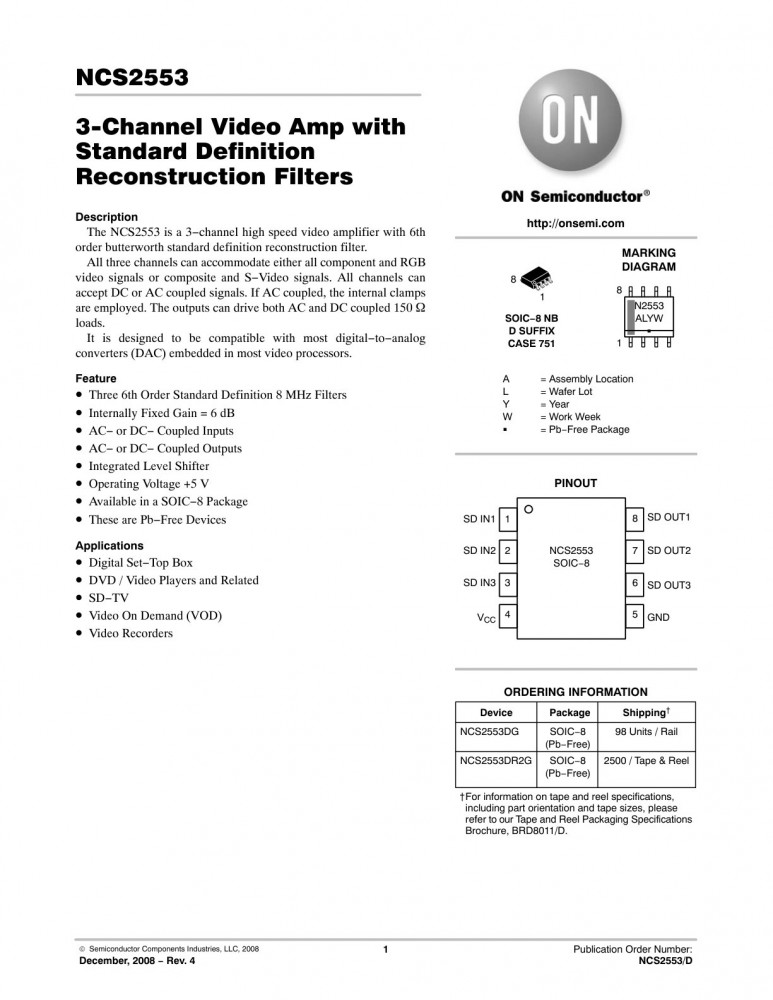 NCS2553 datasheet page 1