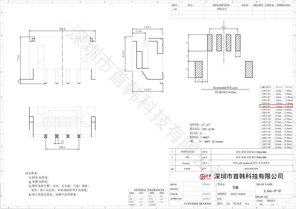 SHOU HAN 2.0-7P WT technical document page 1