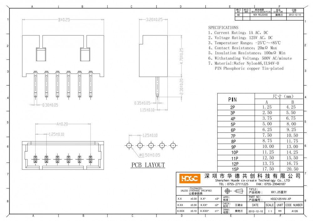 HDGC1251WV-2P technical document preview