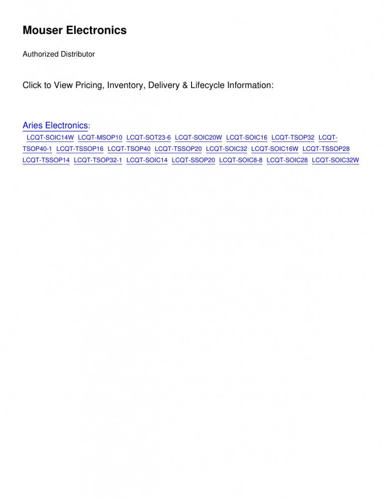 Aries LCQT-TSOP40-1 dimensional and ordering documentation page 2