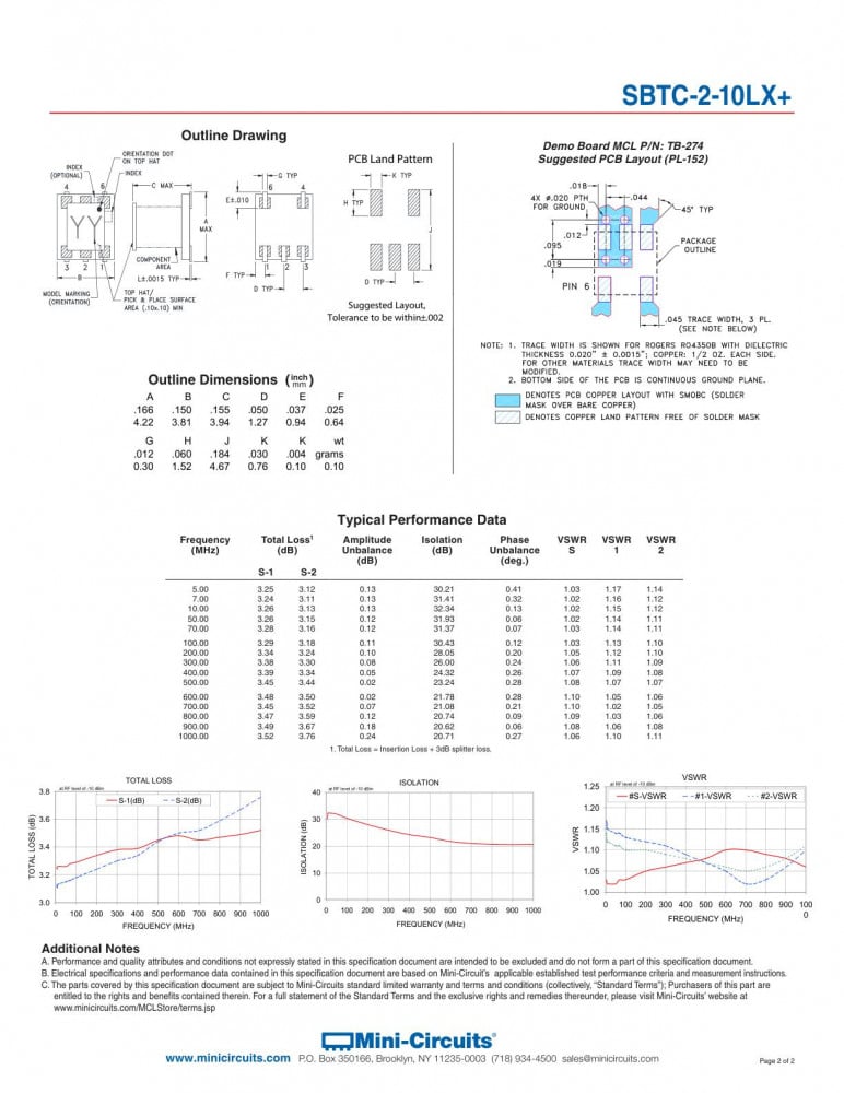 SBTC-2-10LX+ datasheet page 2