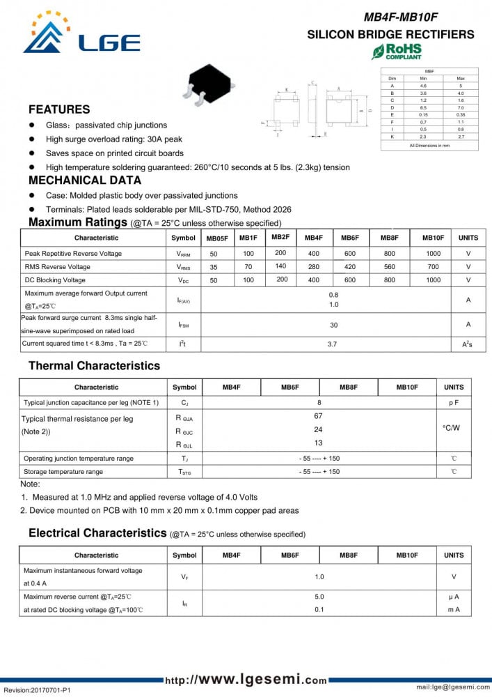 LGE MB10F datasheet page 1