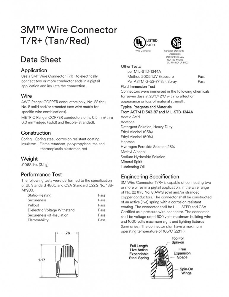 3M T/R+KEG technical datasheet page 1