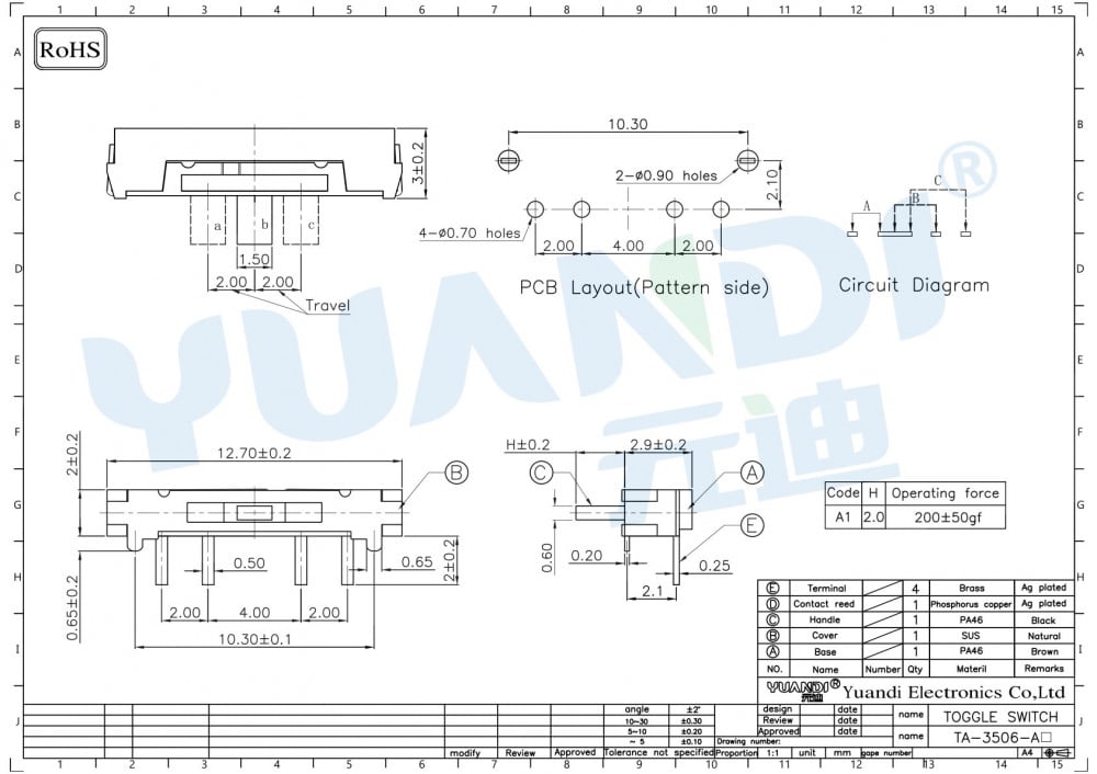 Yuandi TA-3506-A1 technical document page