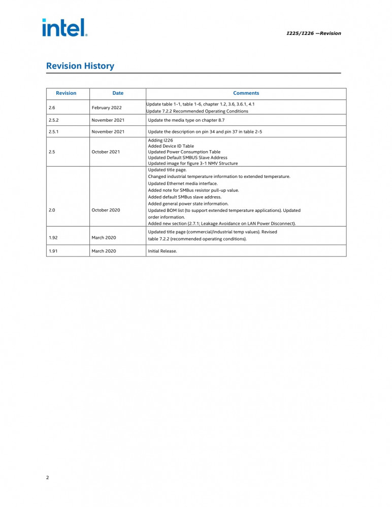 Intel I226 datasheet page 2