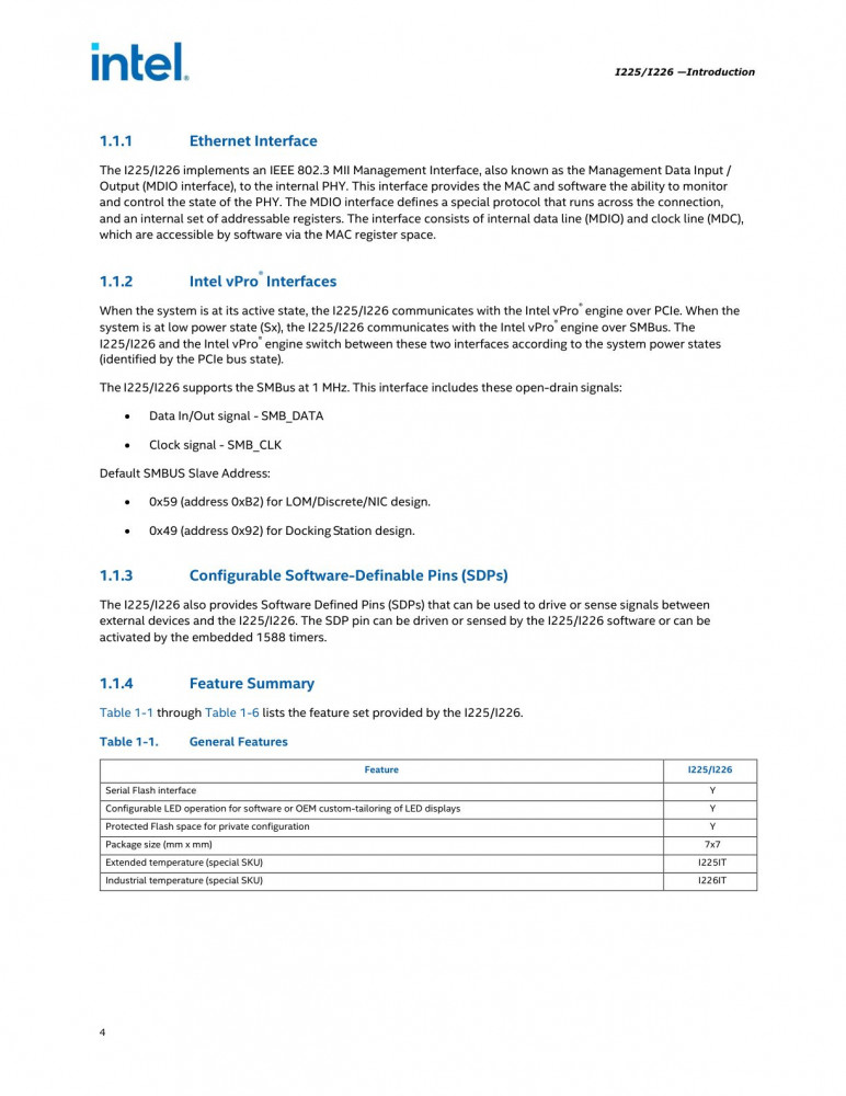 Intel I226 datasheet page 4