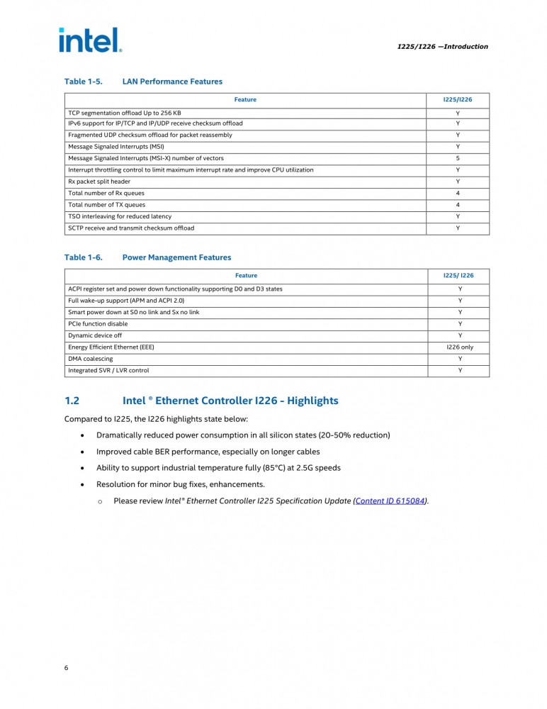 Intel I226 datasheet page 6
