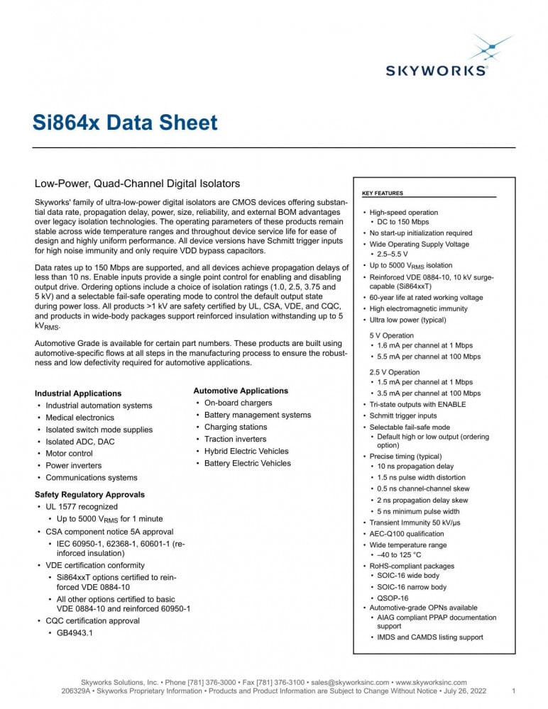 SI8641ED-B-ISR datasheet page 1