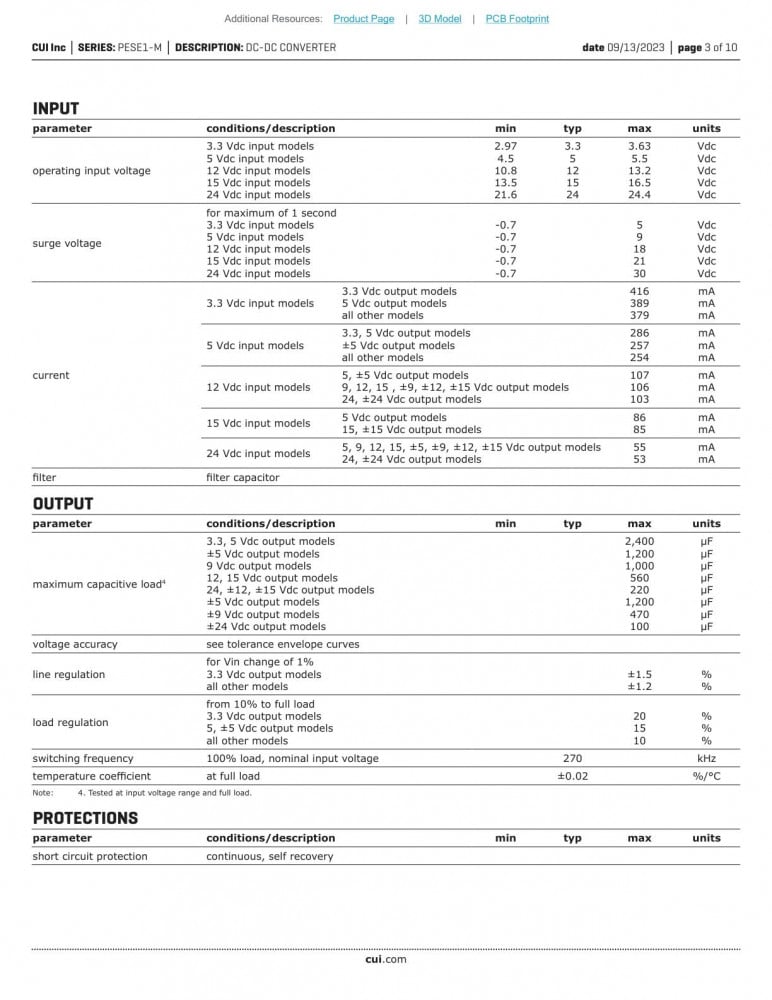 CUI PESE1-M datasheet page 3