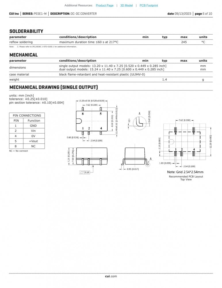 CUI PESE1-M datasheet page 6