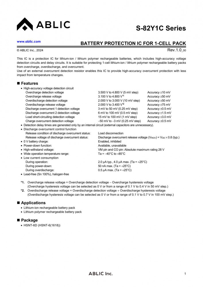 S-82Y1C datasheet page 1