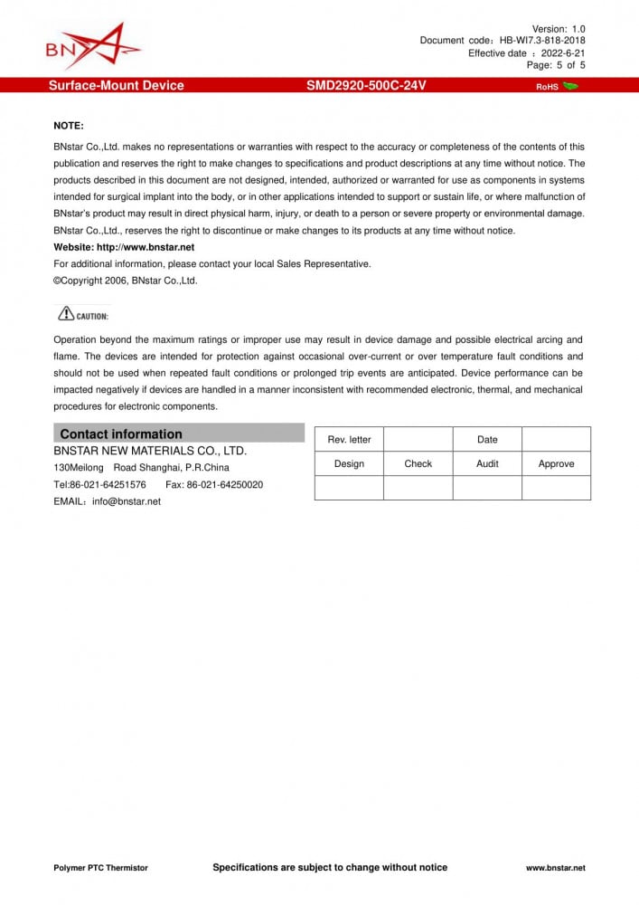BNstar SMD2920-500C-24V datasheet page 5