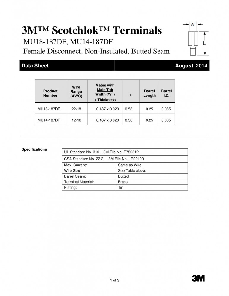 3M MU18-187DFK datasheet page 1