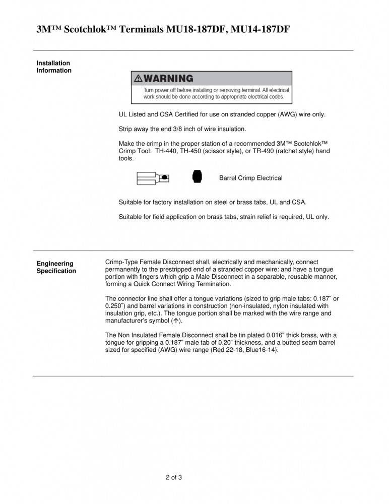 3M MU18-187DFK datasheet page 2