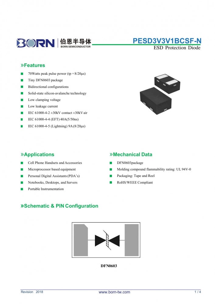 PESD3V3V1BCSF-N datasheet page 1