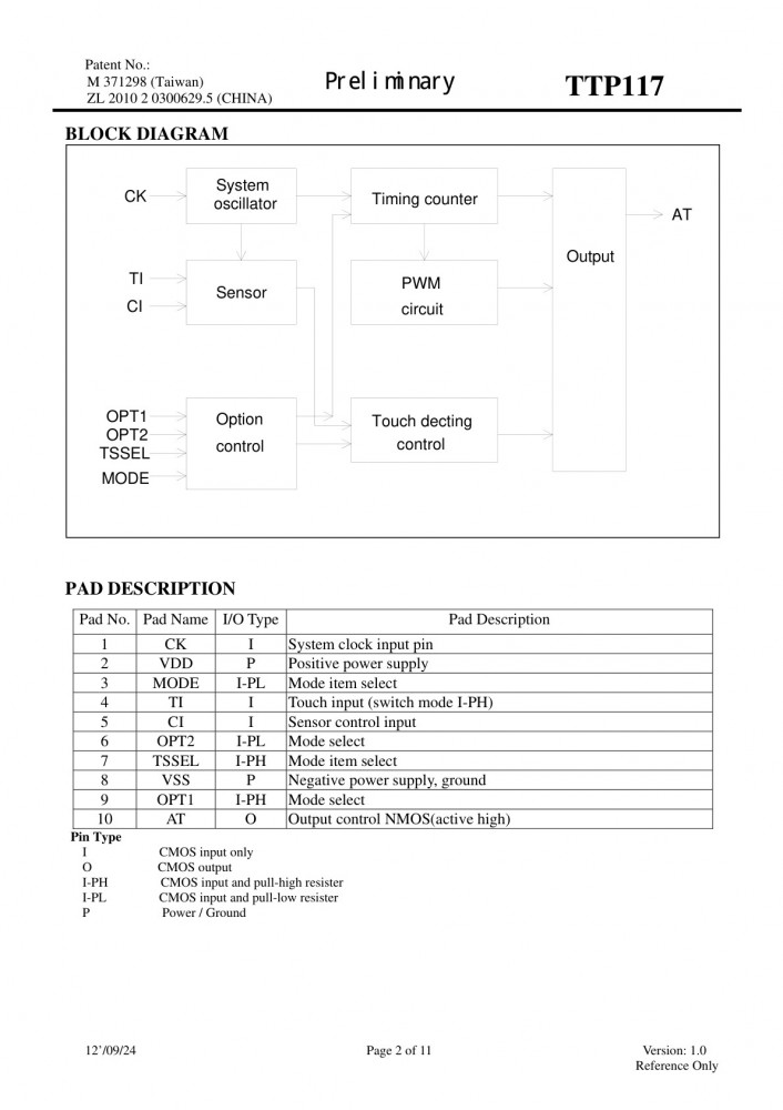 TTP117-CO8N datasheet page 2