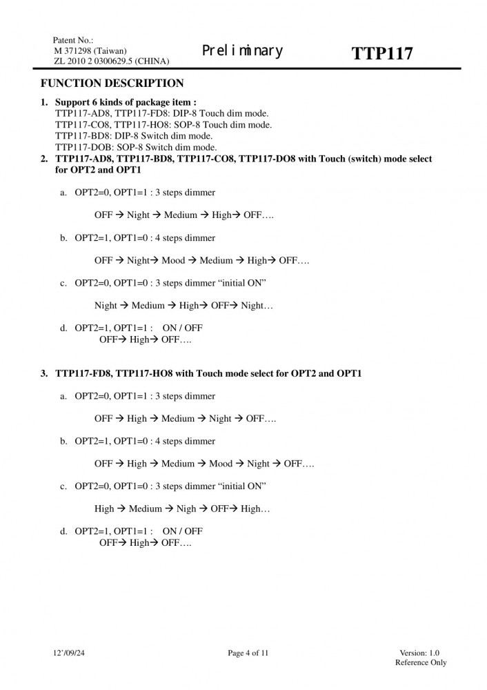 TTP117-CO8N datasheet page 4