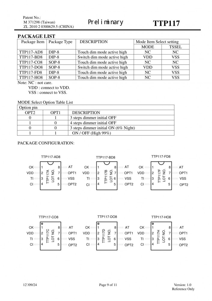 TTP117-CO8N datasheet page 9